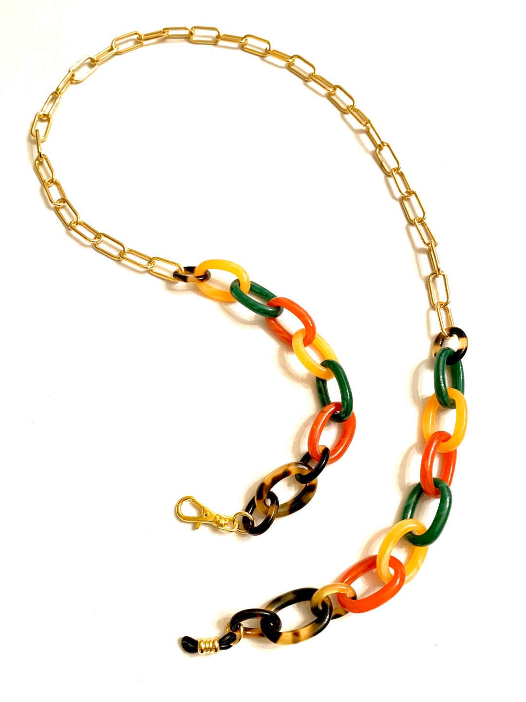 Tortoise Shell and Faux Bakelite Glasses Chain Handmade From Italian ...