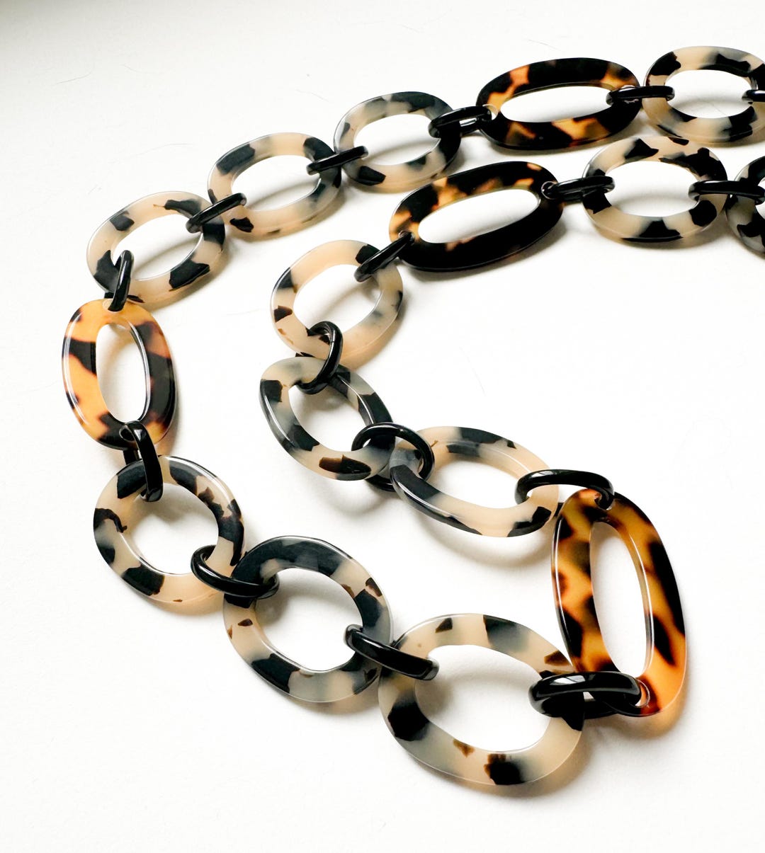 Tortoise Shell Chain Necklace Hand Made in NYC From Repurposed Classic ...