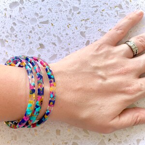 Set of Three Italian Acetate Stacking Bangle Bracelets in Confetti ...