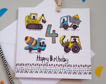 Digger birthday card | Etsy