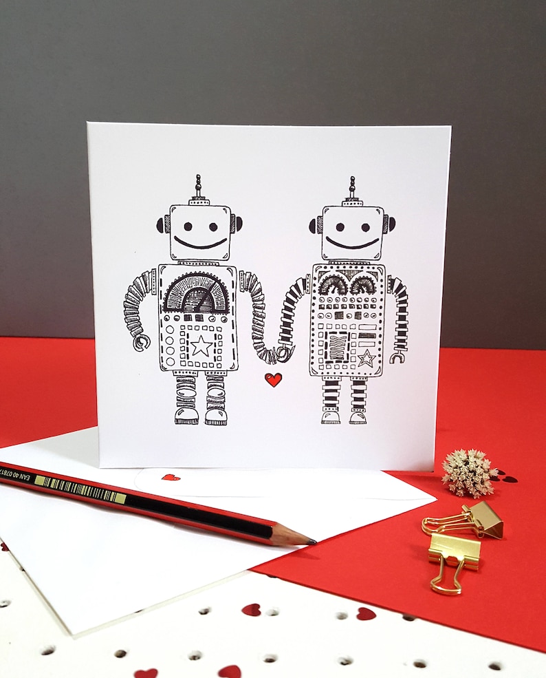 Robot Love Card/ Anniversary Card/ Valentines Card. Quirky | Etsy