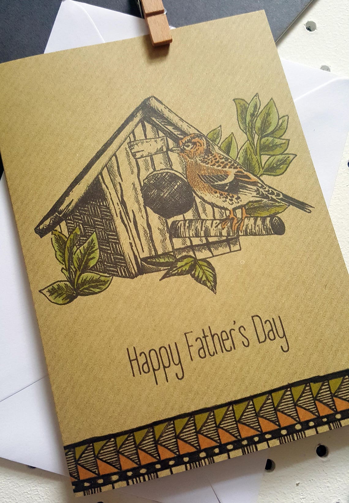 Father's Day Illustrated Bird Box Card //happy | Etsy