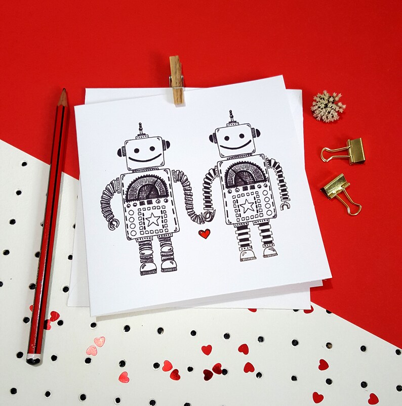 Robot Love Card/ Anniversary Card/ Valentines Card. Quirky | Etsy
