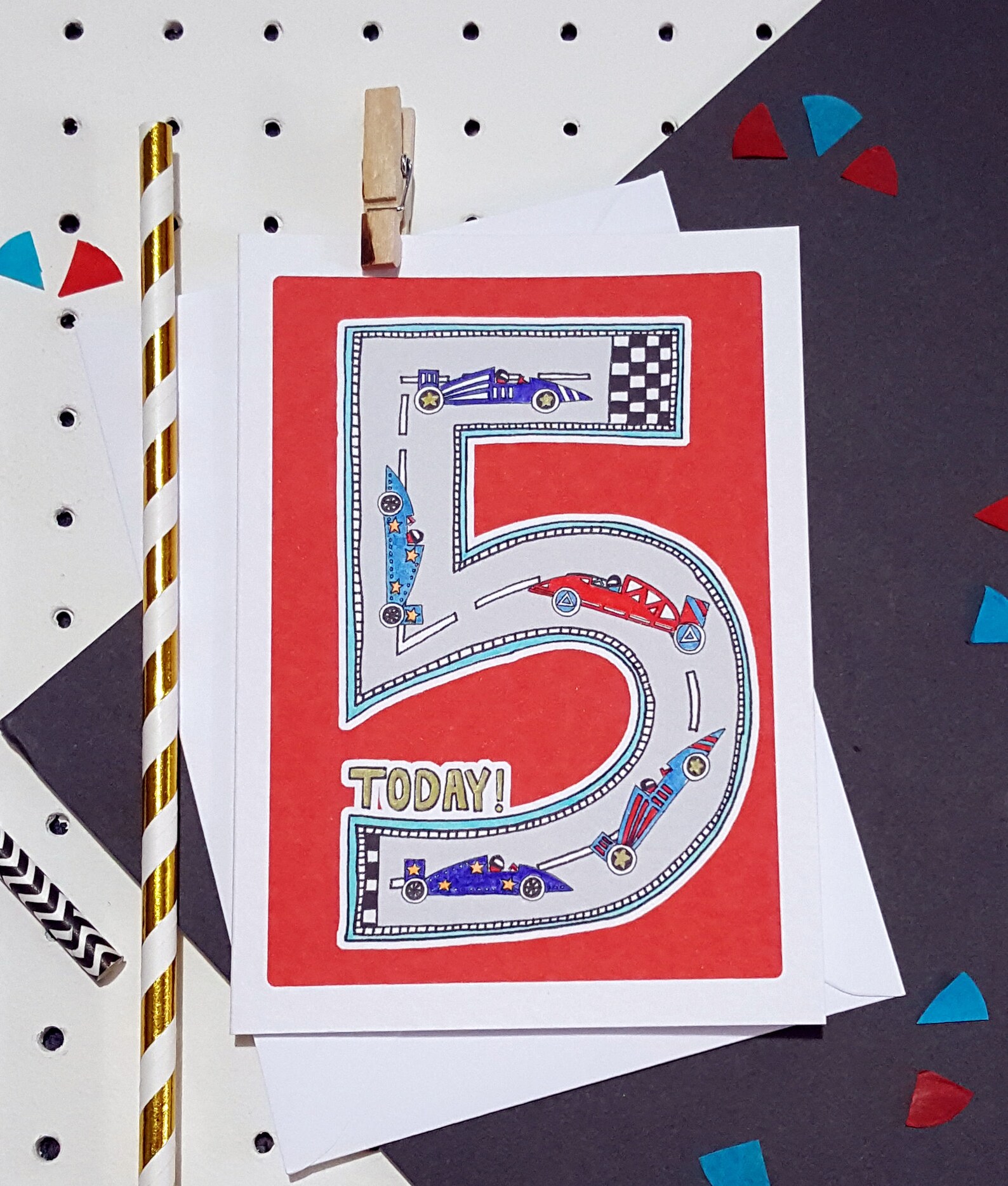 Children's Racing Car Age Birthday Card Boys Age 5 Card - Etsy