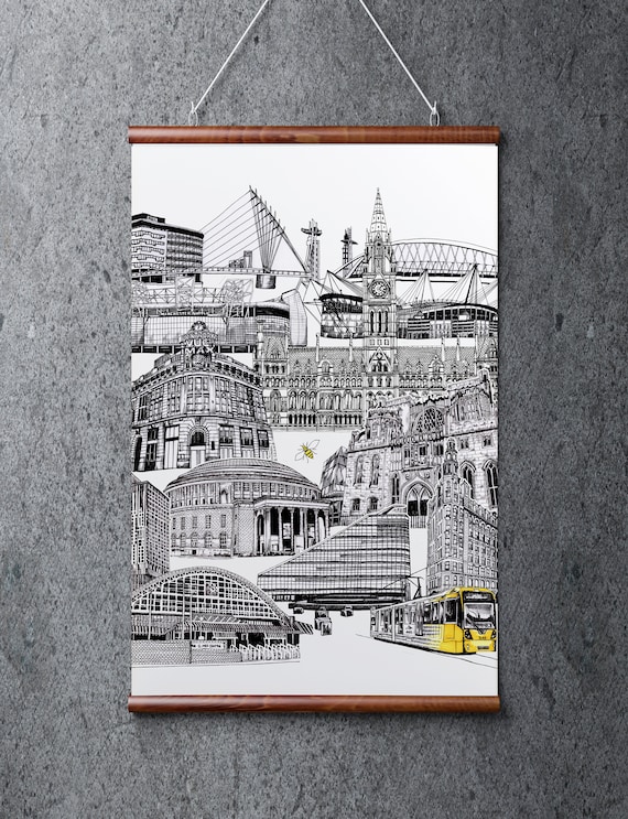 Manchester Skyline Fine Art Print A3 or A2 Giclee Print | Etsy