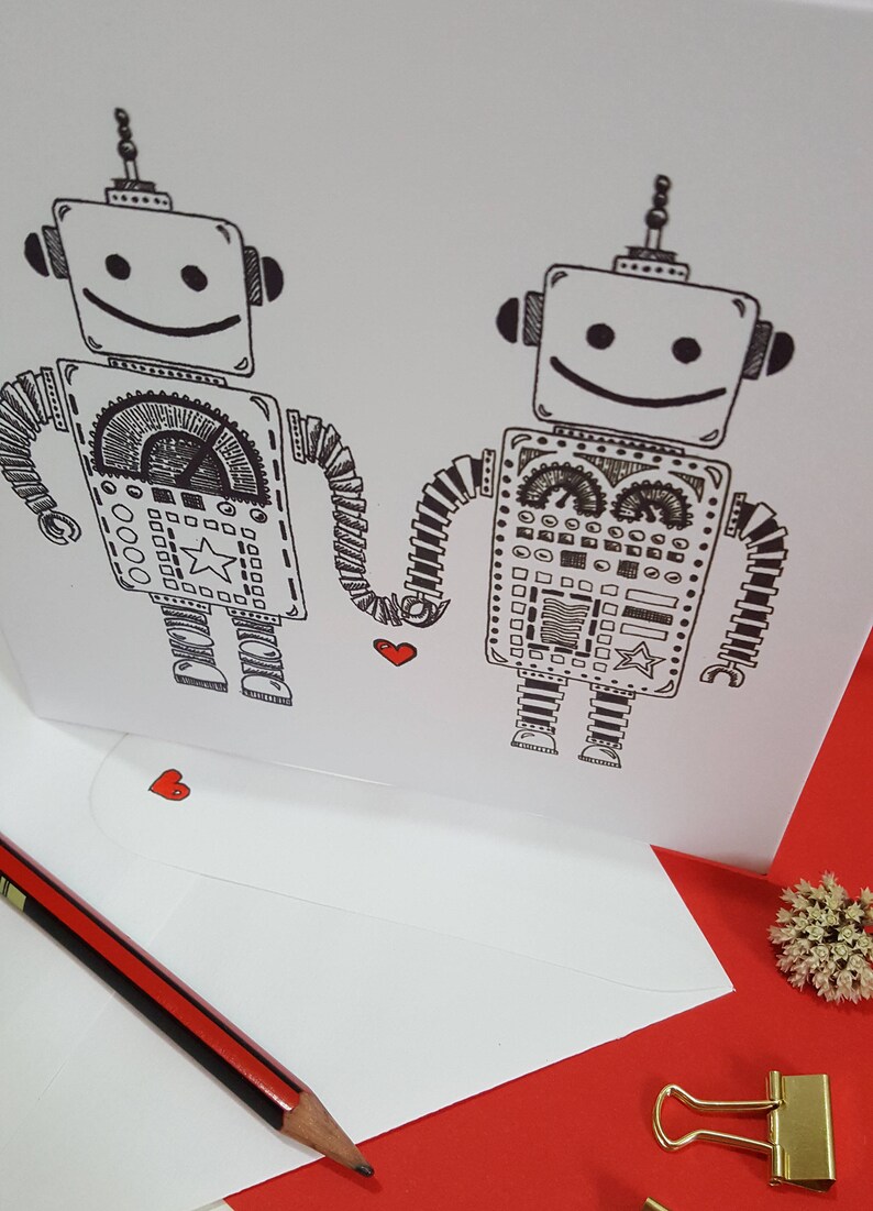 Robot Love Card/ Anniversary Card/ Valentines Card. Quirky | Etsy