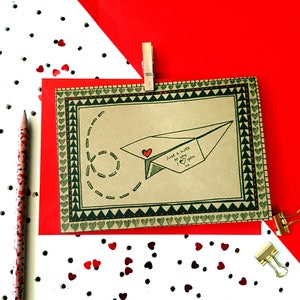 Paper Plane Love Note Valentines//anniversary//just Because Card - Etsy