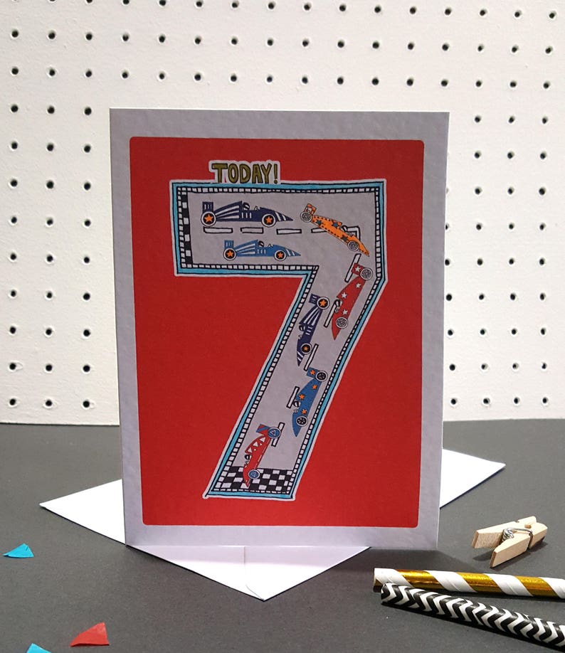 Children's Racing Car Age Birthday Card Boys Age 5 Card | Etsy