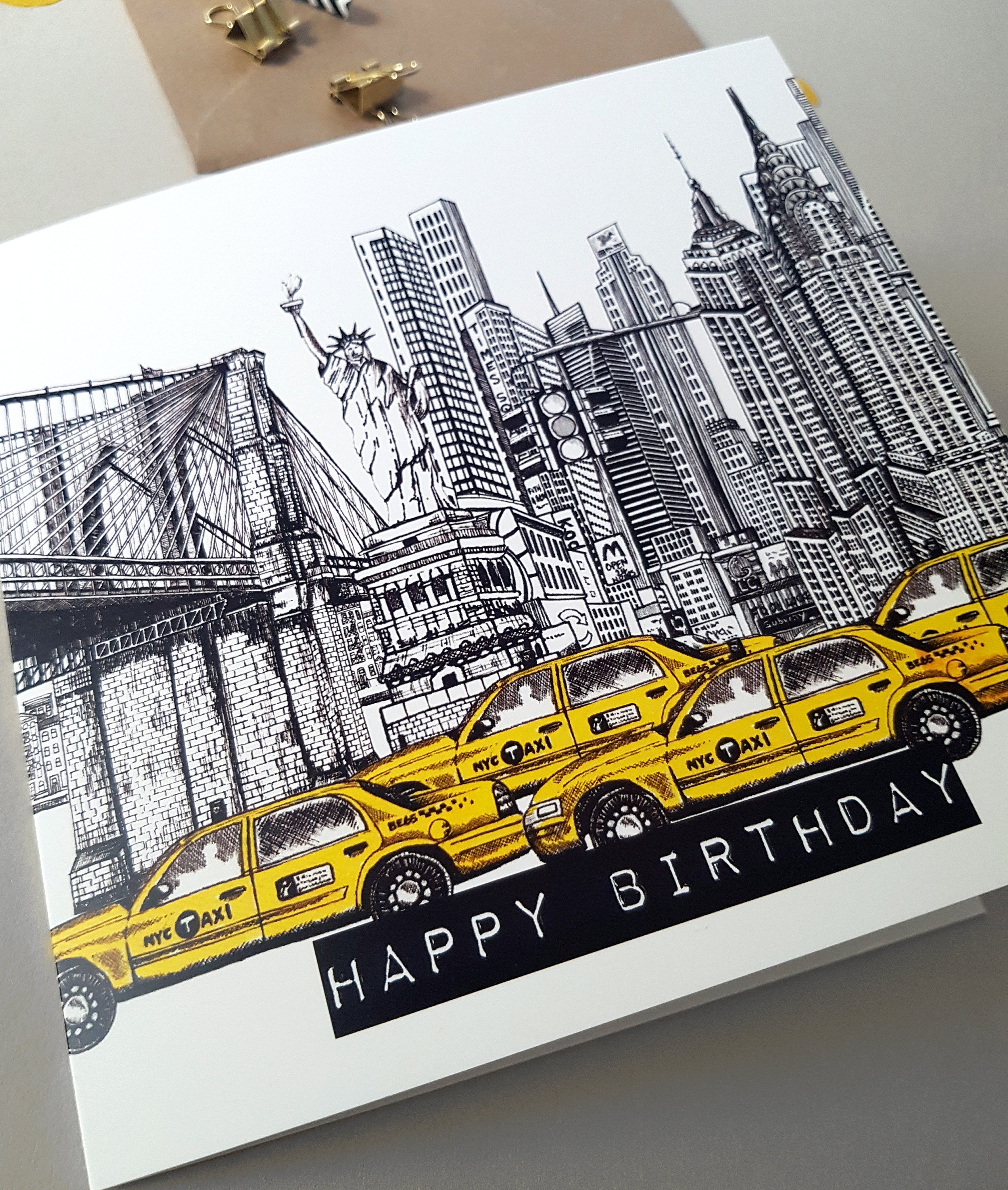 New York Skyline Birthday Card-blank Inside | Etsy UK