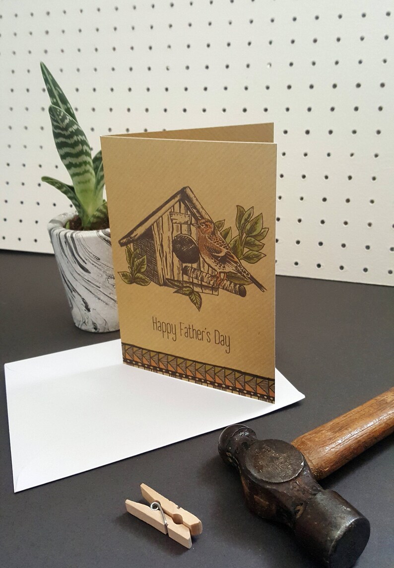 Father's Day Illustrated Bird Box Card //happy | Etsy