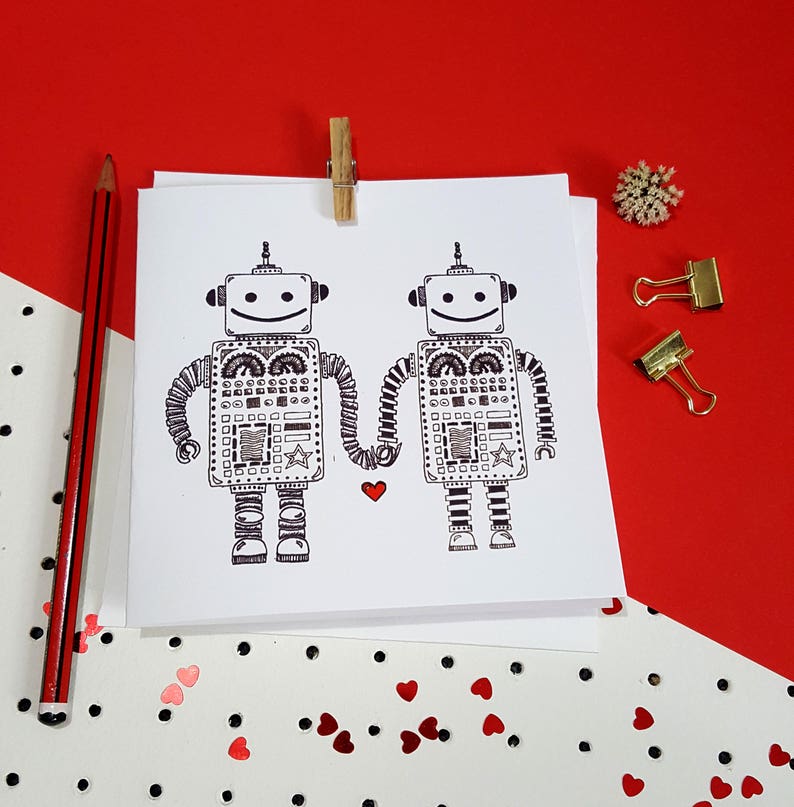 Robot Love Card/ Anniversary Card/ Valentines Card. Quirky | Etsy