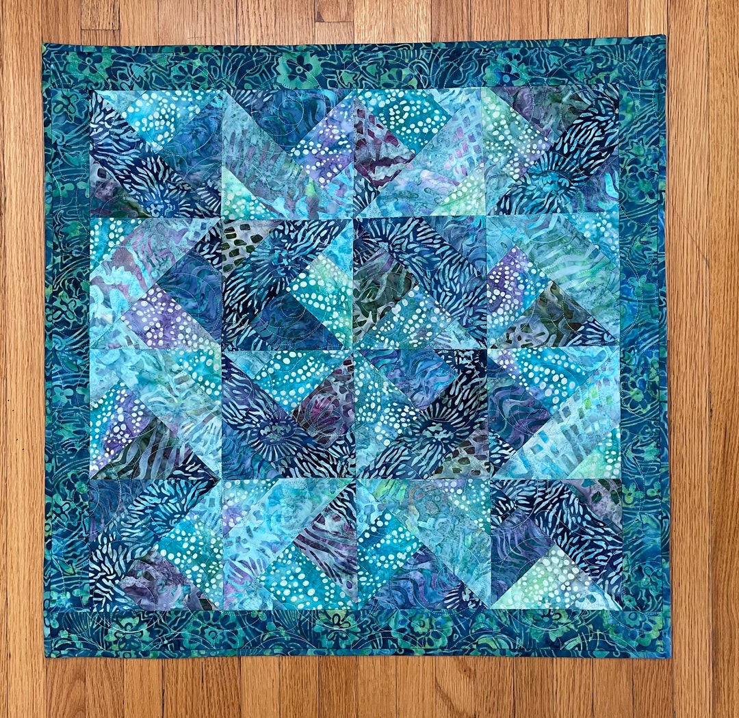 Quilted Table Topper, Modern Topper, Quilted Table Center, Coastal Vibe ...