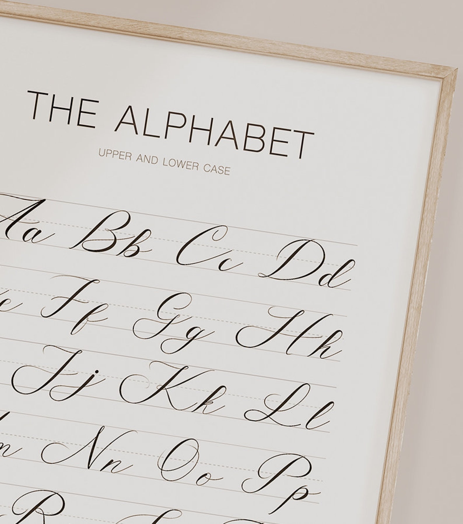 Cursive Handwriting Chart, Minimalist Printable Alphabet ABC Poster ...