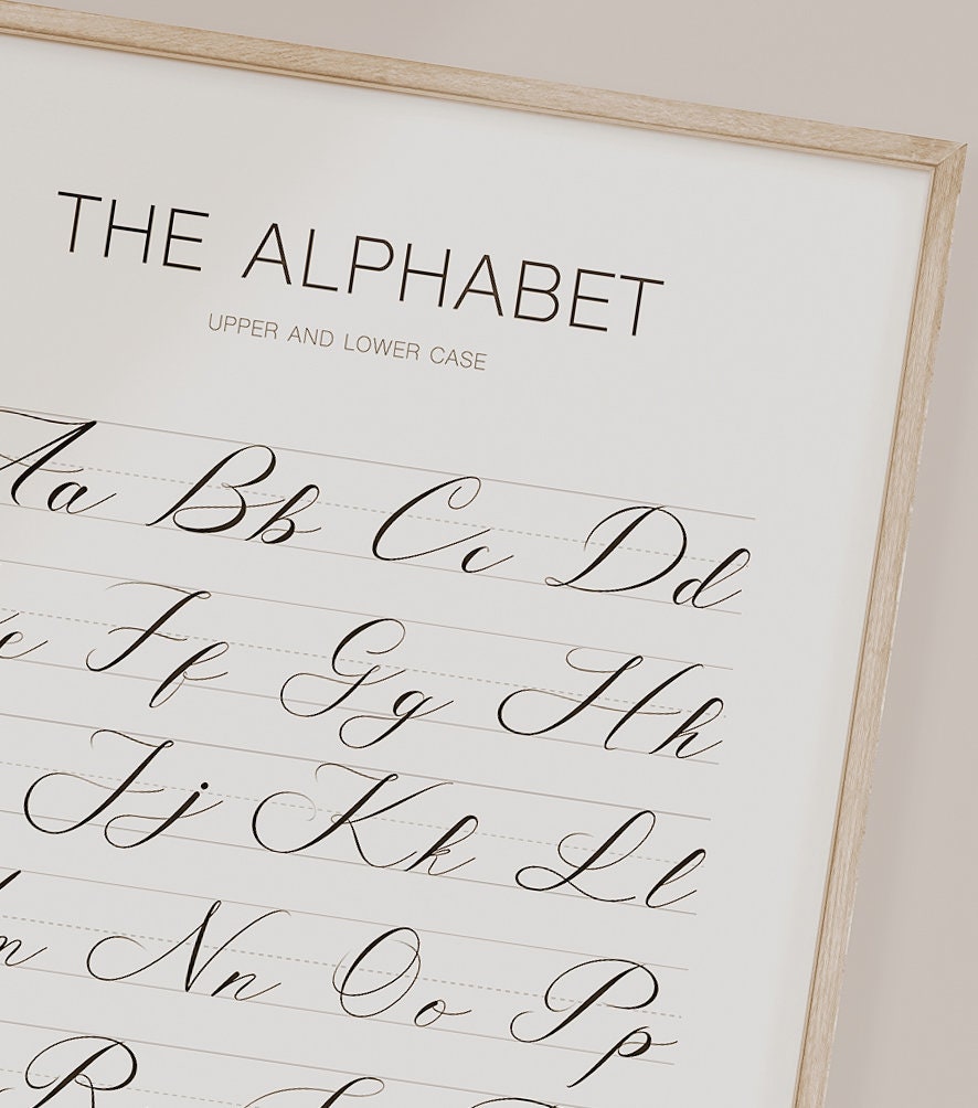 Cursive Handwriting Chart, Minimalist Printable Alphabet ABC Poster ...