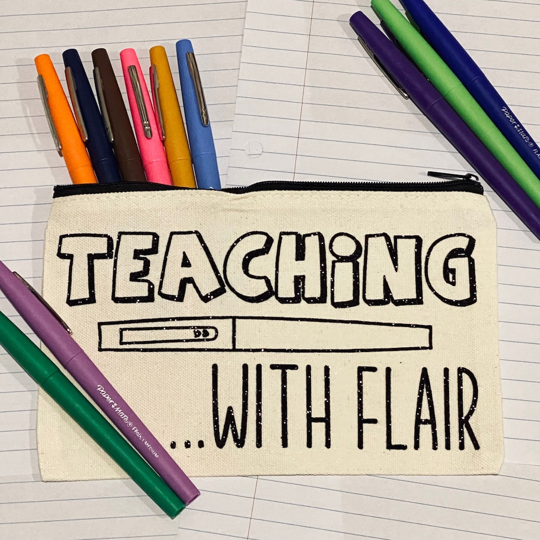 Teaching With Flair Canvas Pouch Personalized Teacher Gift - Etsy