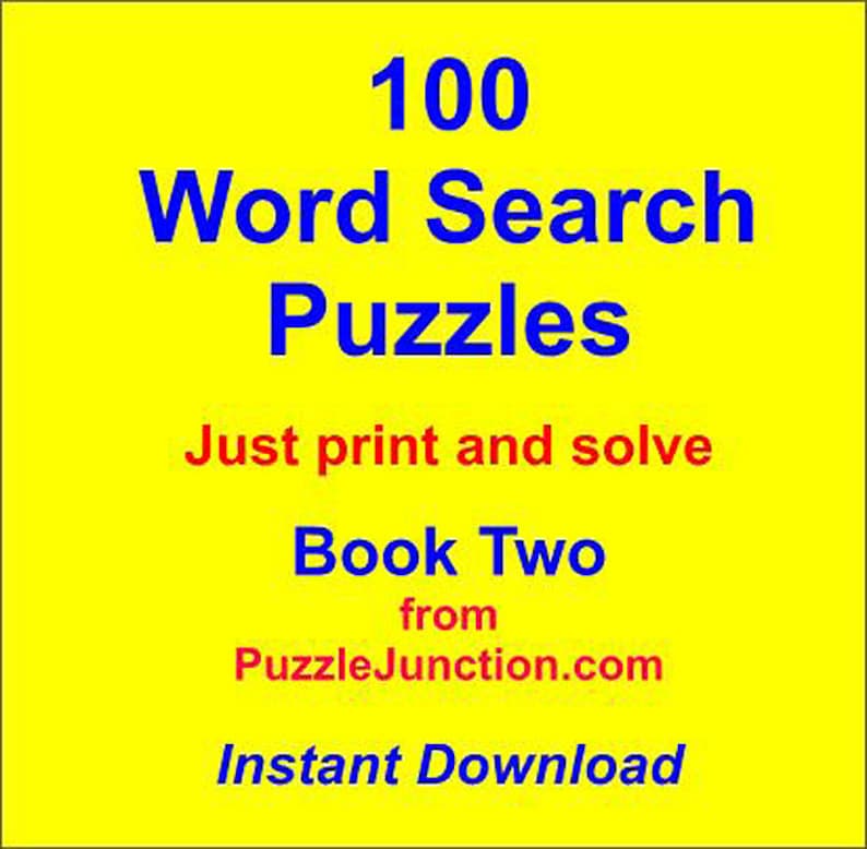 100 Word Search Puzzles - Book Two - in PDF Format - Ready to Download ...