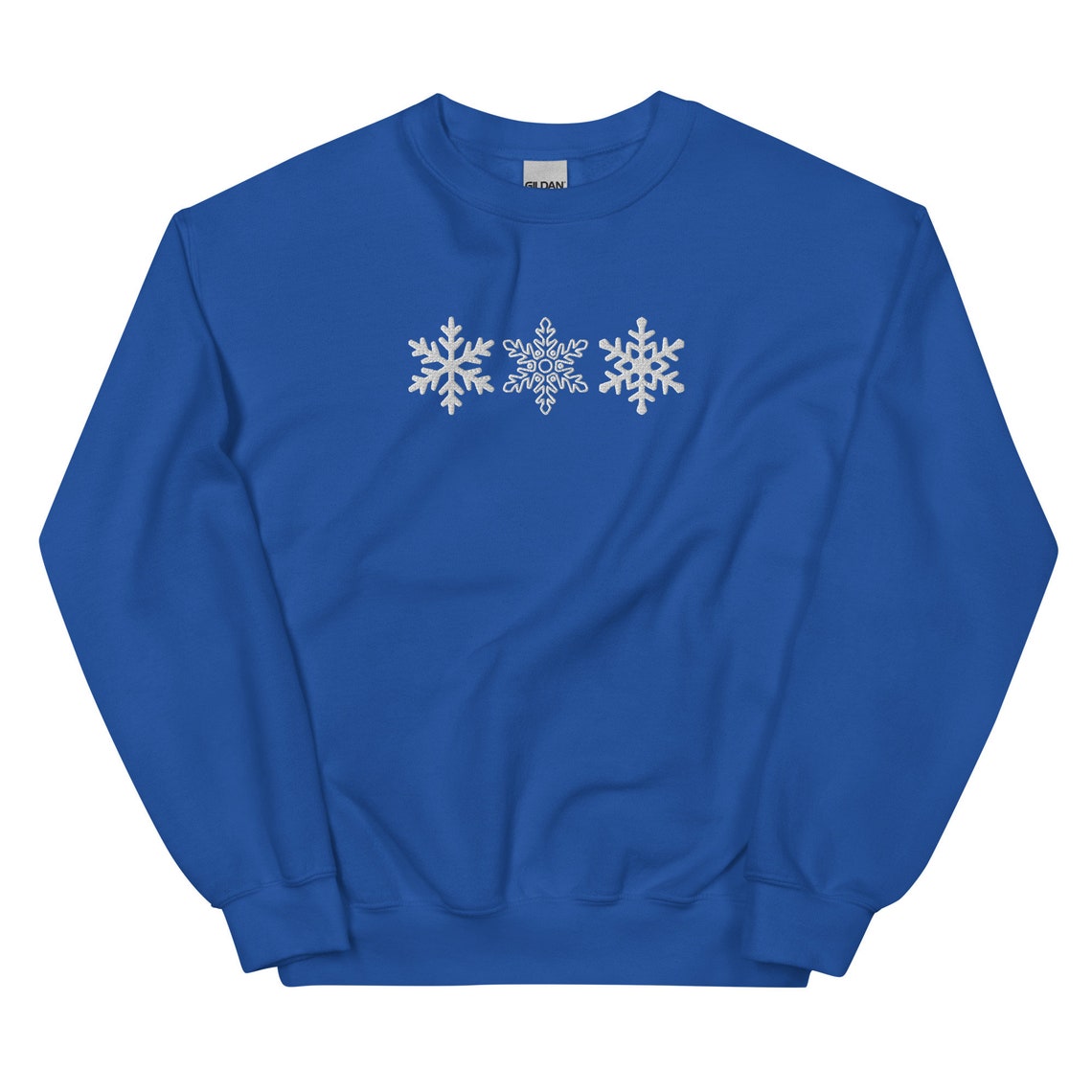 Embroidered Snowflake Sweatshirt, Winter Crewneck, Holiday Sweater ...