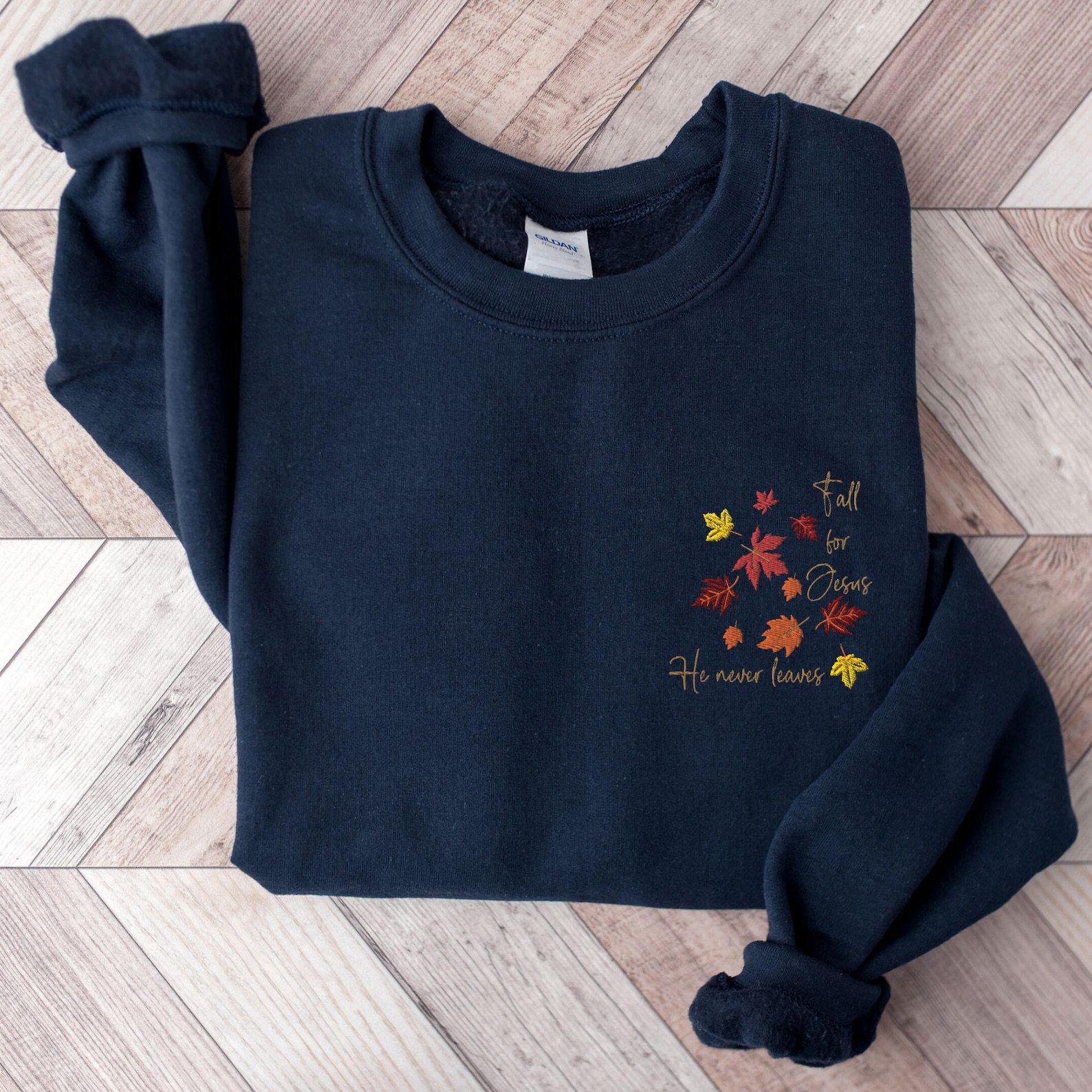 Embroidered Christian Fall Sweatshirt, Fall Leaves Crewneck Fall for ...