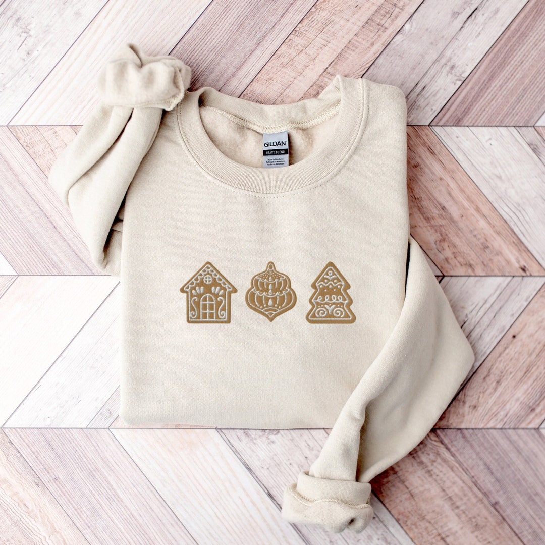 Gingerbread Embroidered Sweatshirt, Gingerbread Cookies Crewneck ...