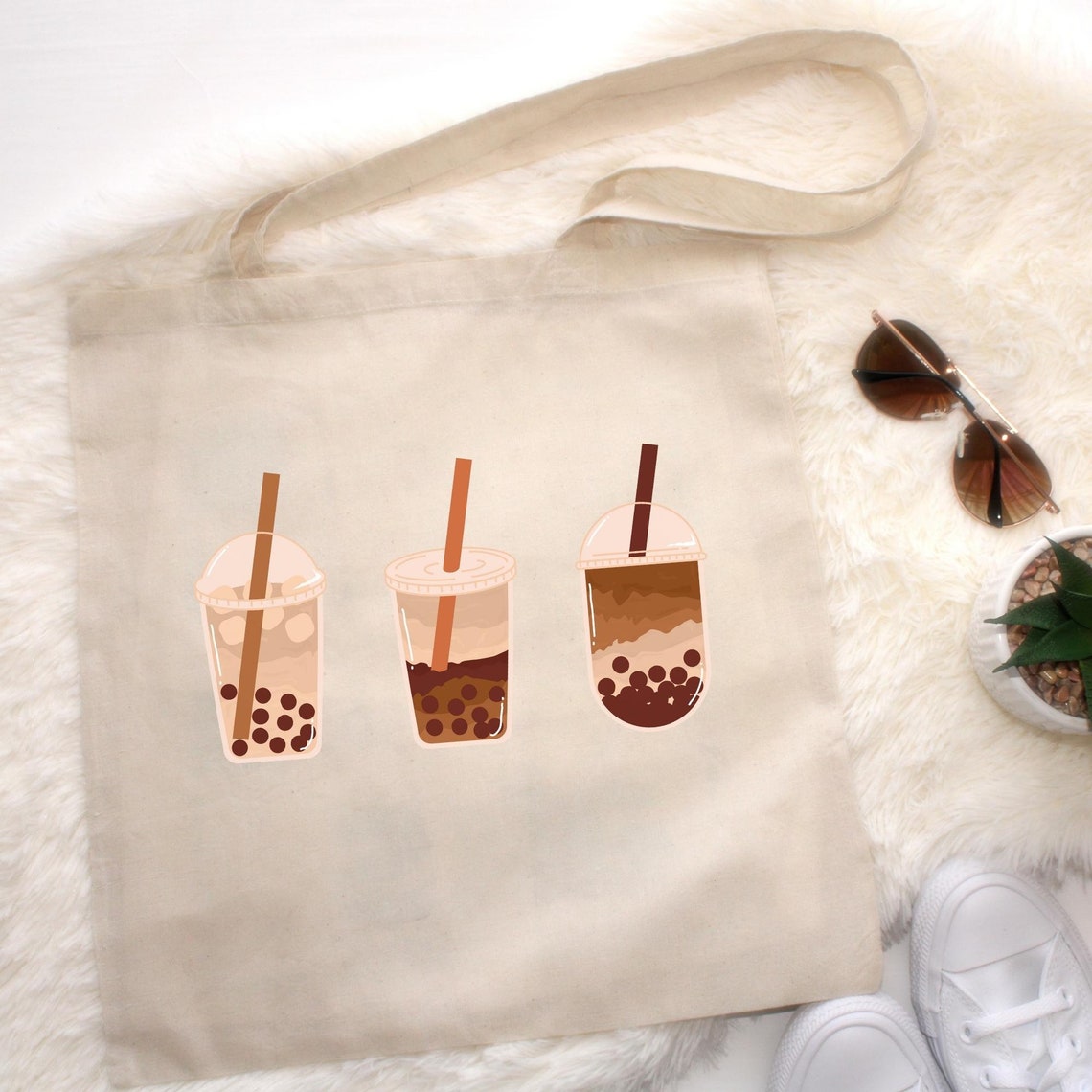 Boba Canvas Tote Bag Bubble Tea Tote Kpop Tote Boba Tea - Etsy
