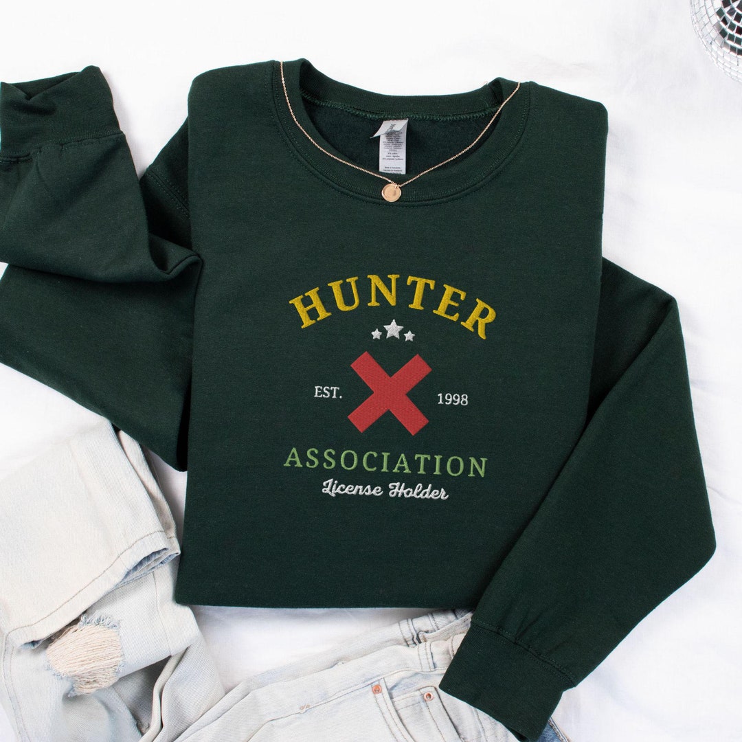 Embroidered Anime Sweatshirt, Hunter Association Crewneck Sweater ...