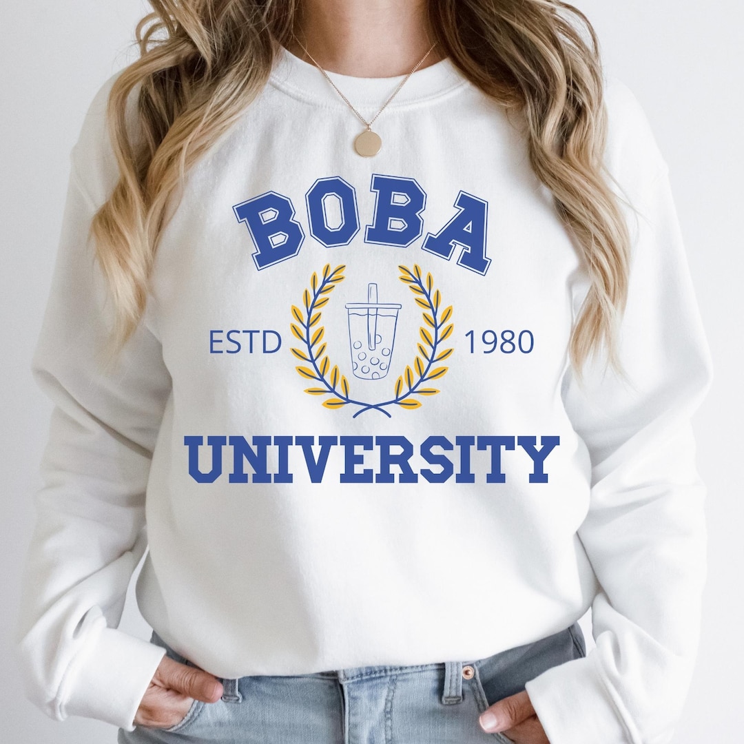 Boba Tea Sweatshirt, Aesthetic Sweater, Boba University, Collegiate ...