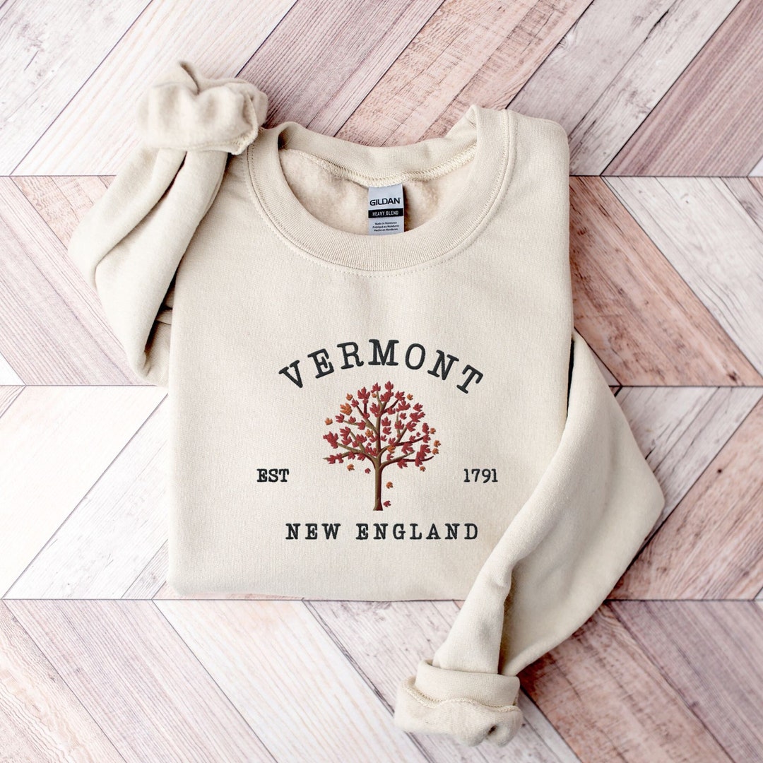 Embroidered Vermont Sweatshirt, Cozy Fall Vermont New England Crewneck ...