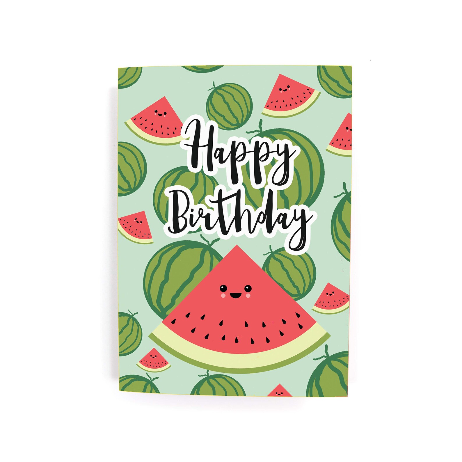 Watermelon Birthday Card, Cute Kawaii Style Bithday Card, Watermelon ...