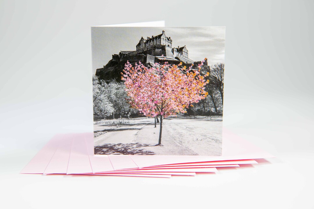 Tarjetas con flores del Castillo de Edimburgo, papelería escocesa ...
