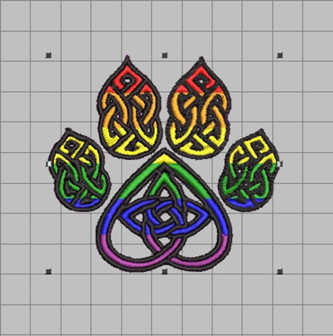Pride Paw Celtic Paw Print Embroidery File 3 Sizes, .DST and .JEF - Etsy