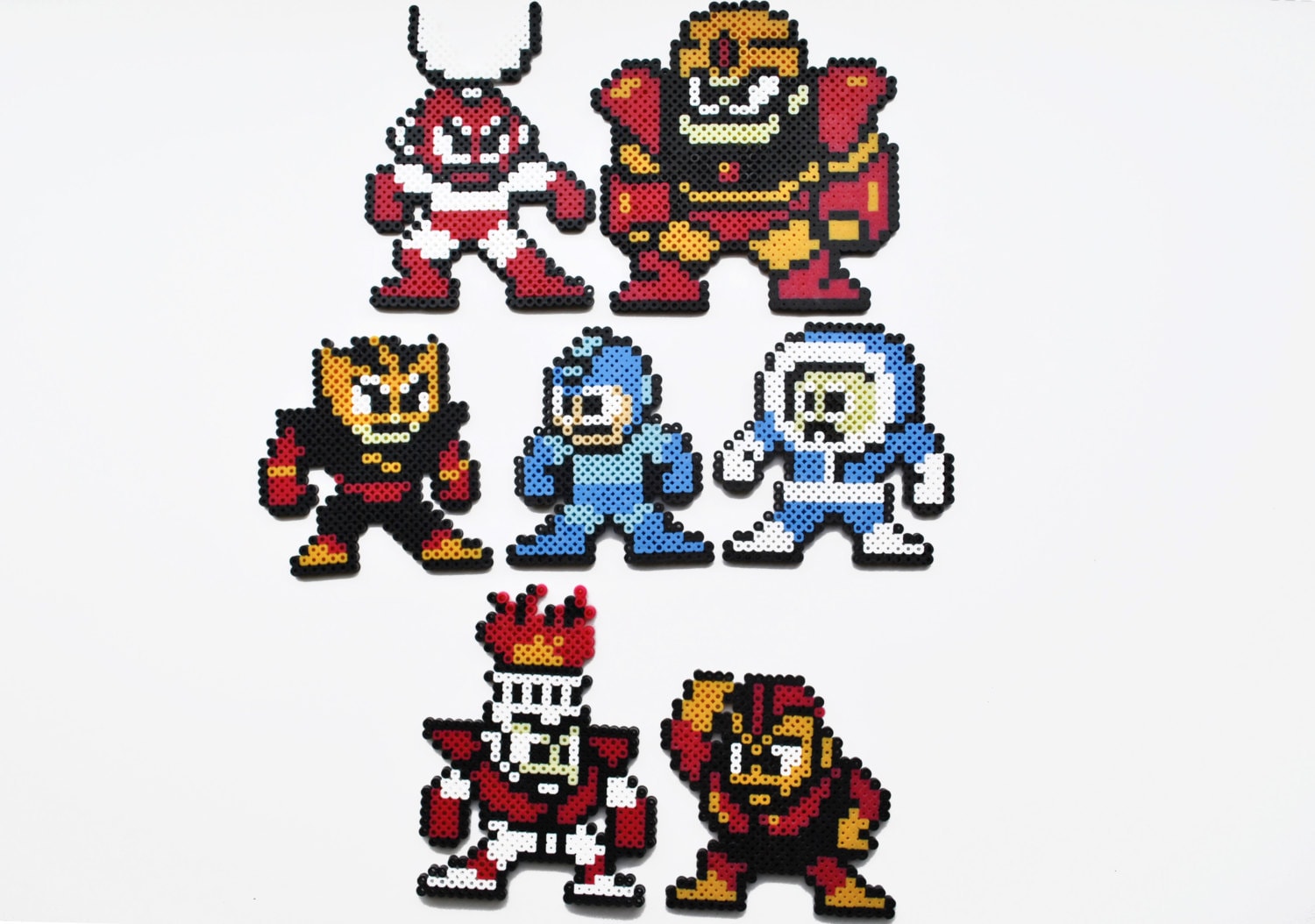 Mega Man and Six Robot Masters Complete Perler Bead Pixel Sprite ...