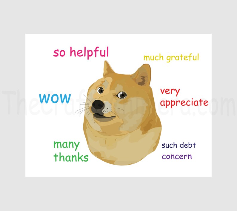 Thank You Doge Printable Card | Etsy