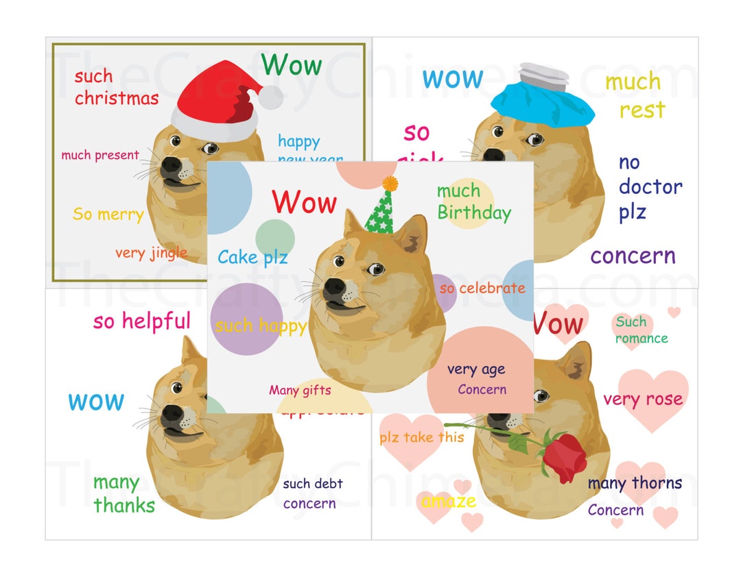 Doge Printables Five Card Bundle - Etsy