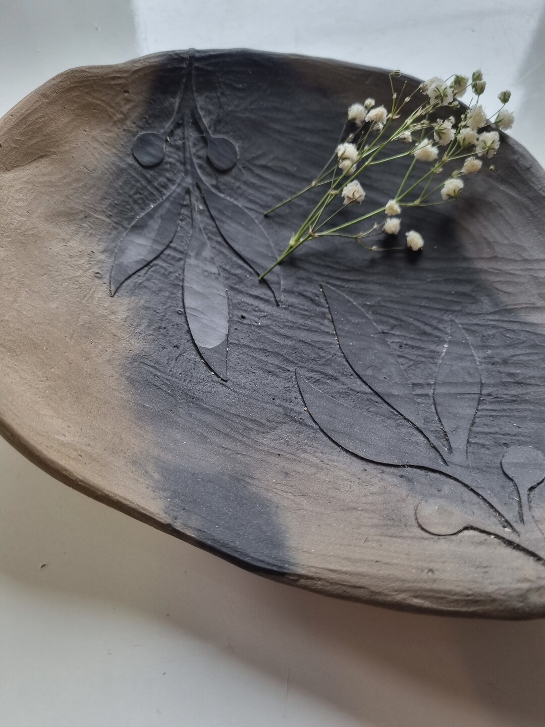 Raku Pottery Plate, Primitive Firing Ceramics Handmade Pottery, Studio ...
