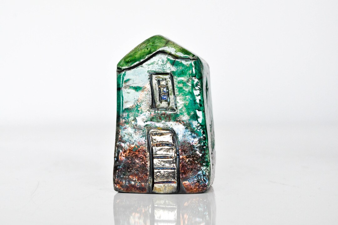 Green Ceramic Raku House by Studiovitezart Small Raku House - Etsy