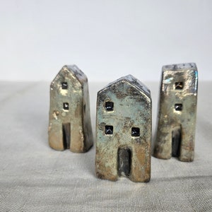 Set of 3 Raku Fired Ceramic Houses | Handmade Sculptural Home Decor ...