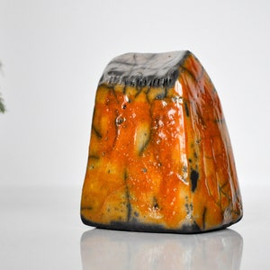 Raku Fired Ceramic House in Orange Glaze, Hand Sculpted Unique Ceramic ...