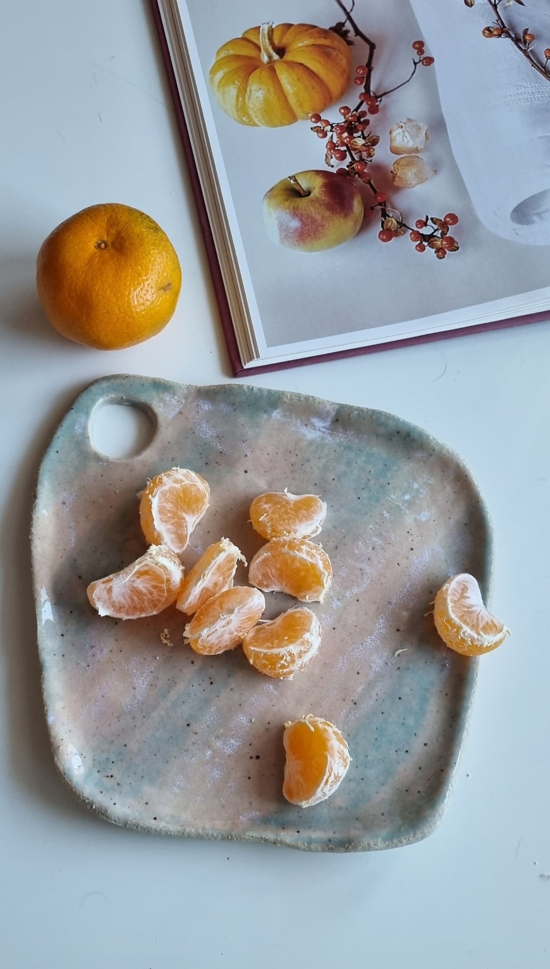Handmade Cheese Board in White, Unique Ceramic Food Serving Platter ...