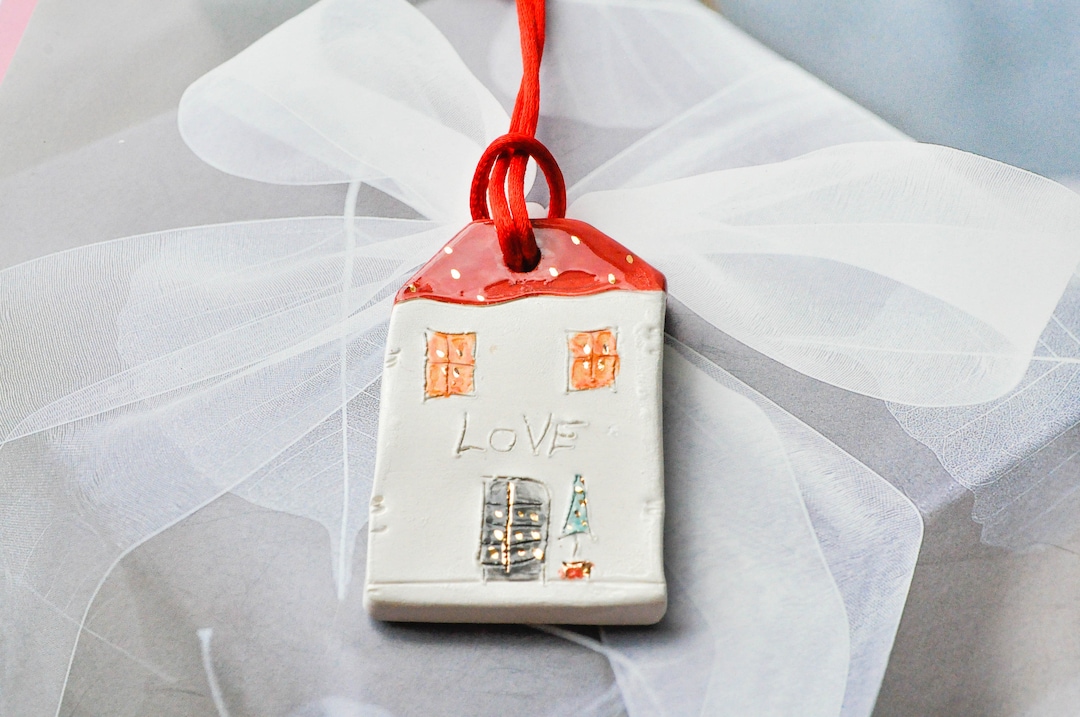 Cute Ceramic Ornament Decoration, Clay Tags, Gift Wrap Tag, Glossy ...
