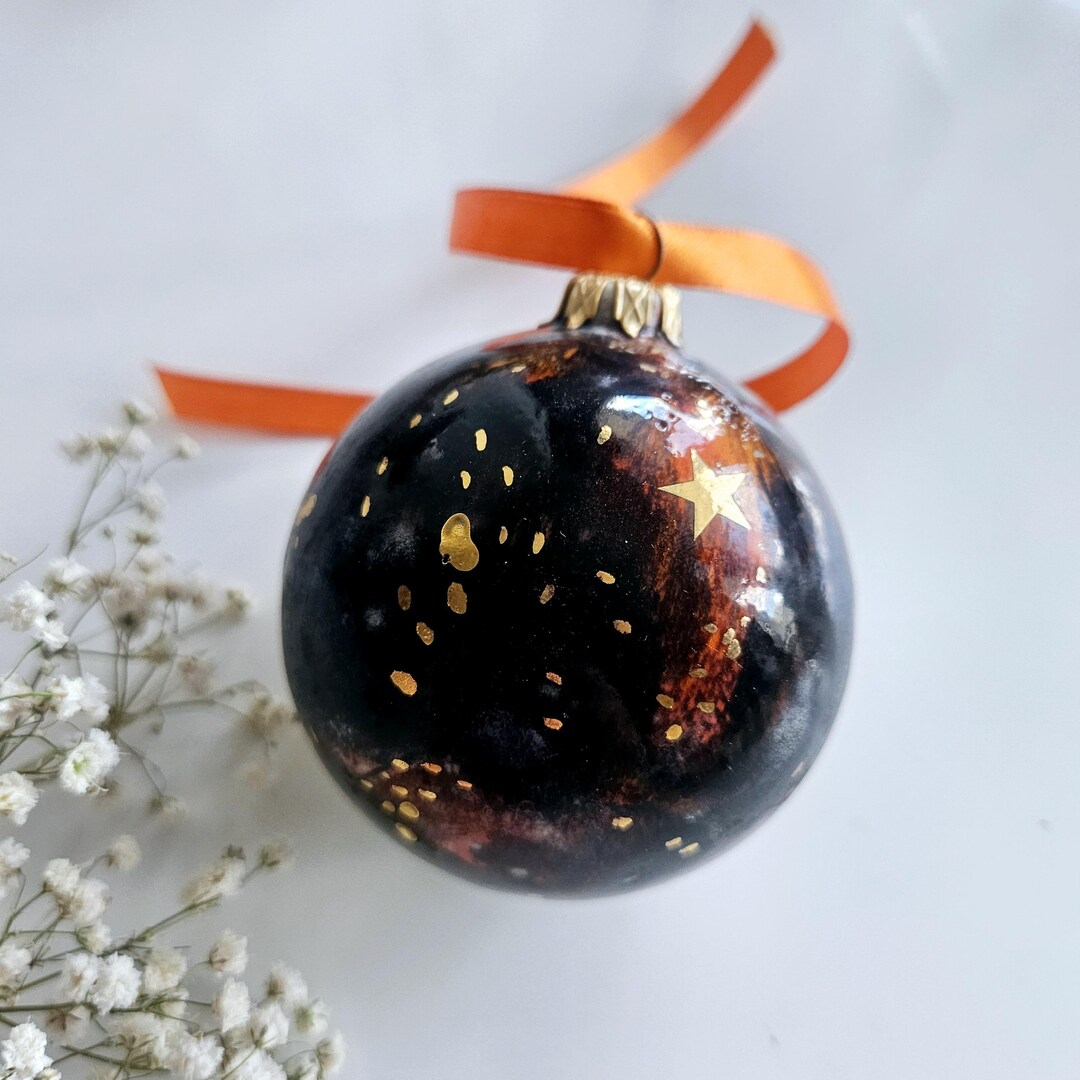 Handmade Ceramic Christmas Bauble: Gold Star Ornament - Etsy
