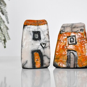 Raku Fired Ceramic House in Orange Glaze, Hand Sculpted Unique Ceramic ...