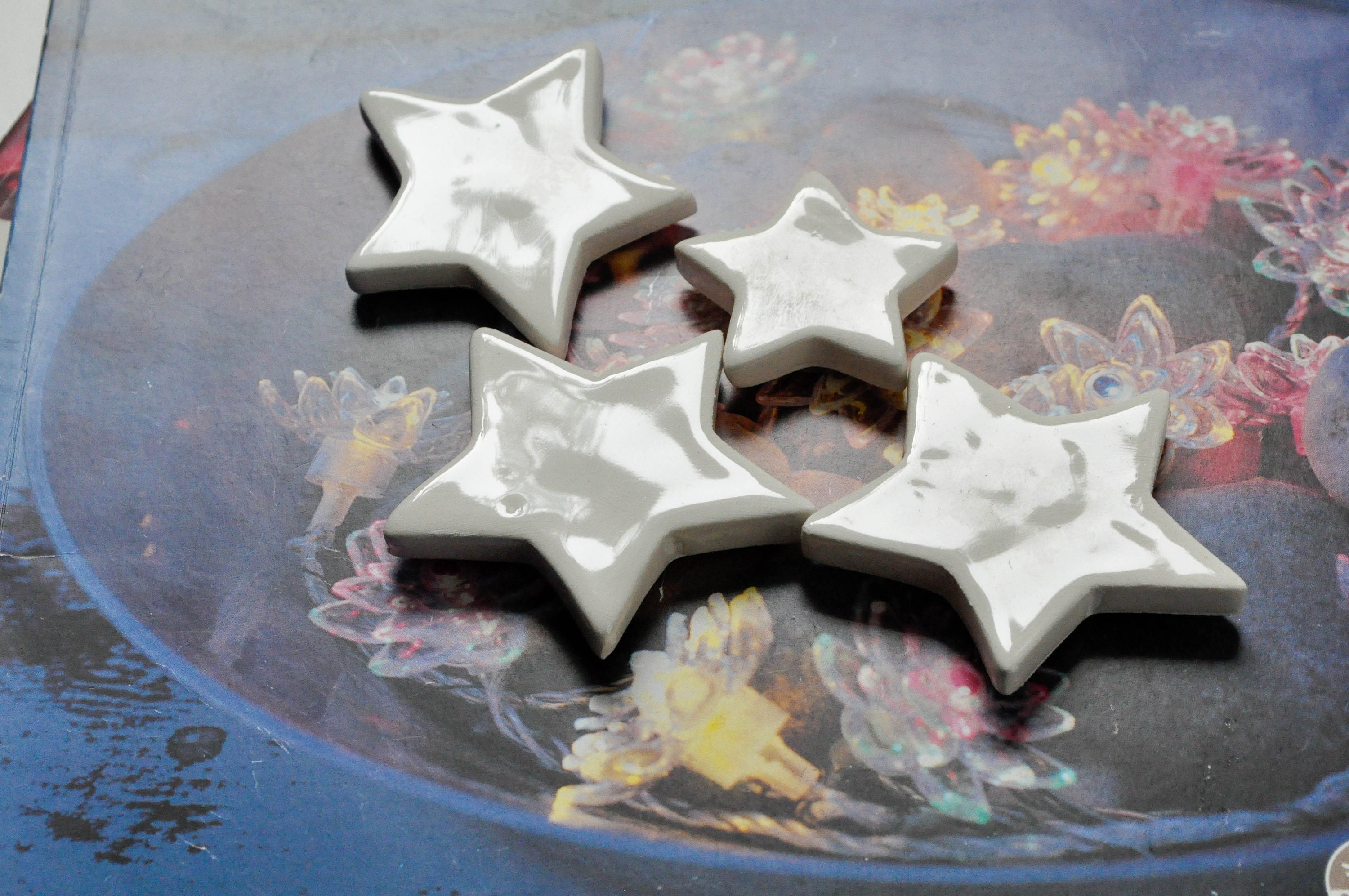 Star Ceramic Magnets Set of 4 Glossy Glazed Stars Fridge | Etsy