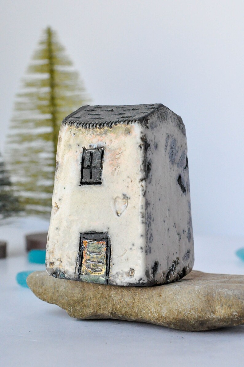 White Raku fired Ceramic house made in Croatia handmade | Etsy