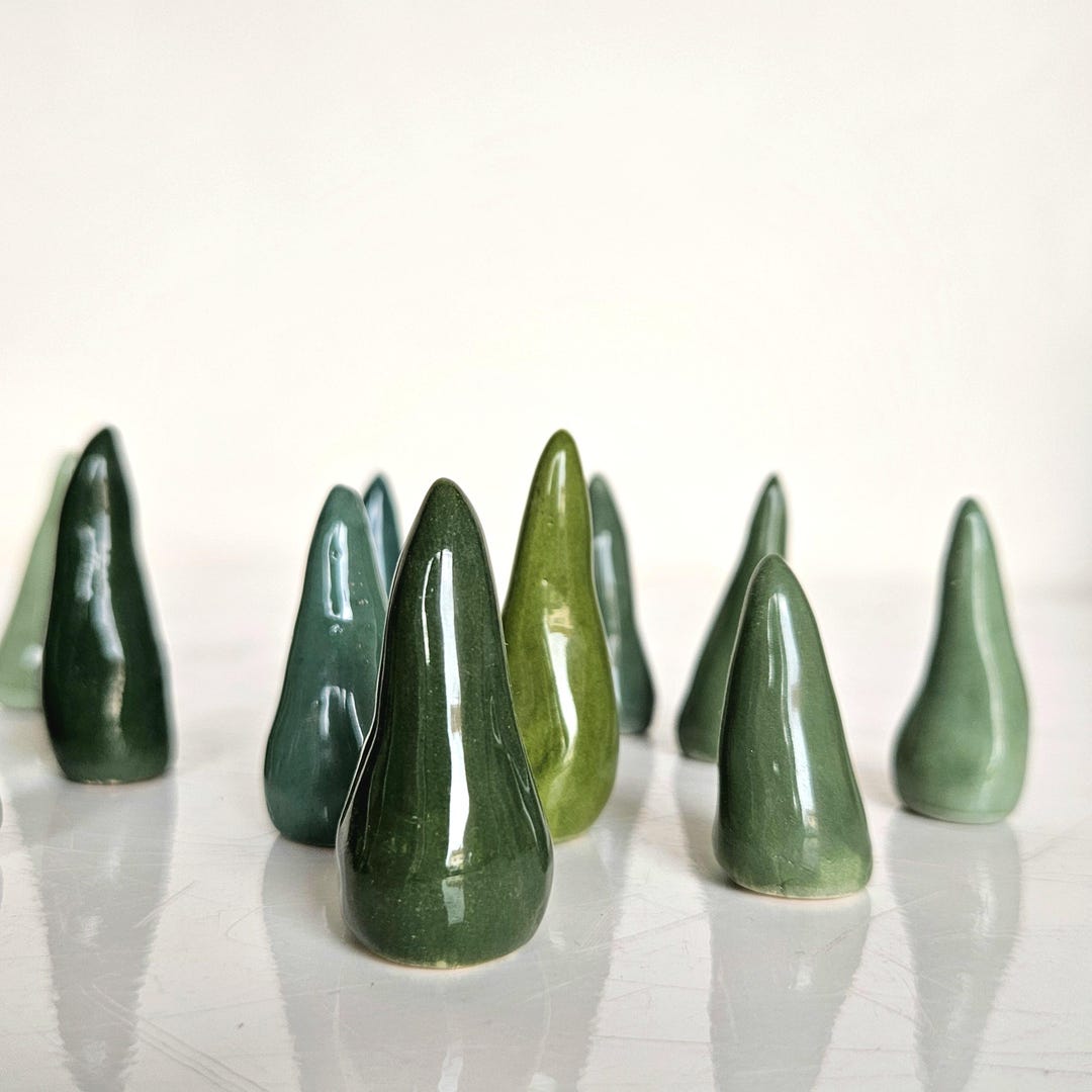 Miniature Ceramic Christmas Tree: Handmade Green Pottery Shelf Decor - Etsy