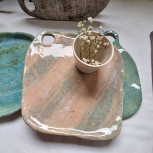 Handmade Cheese Board in White, Unique Ceramic Food Serving Platter ...