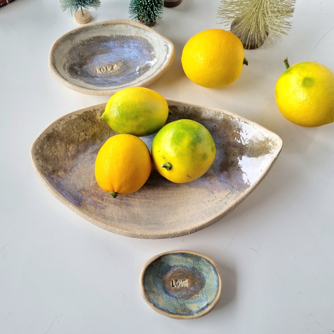 Handmade Ceramic Serving Plates Set - Unique Irregular Shape - Studio ...