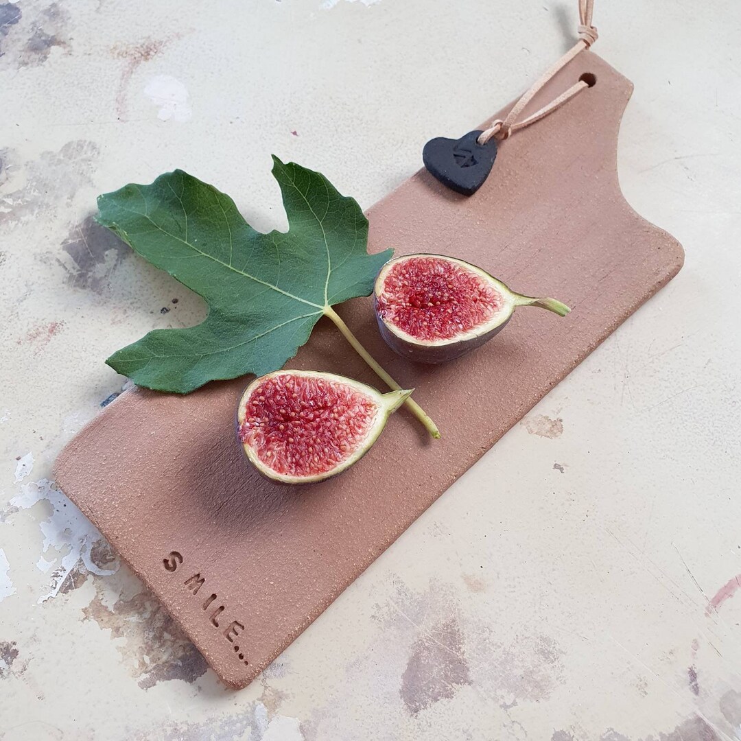 SMILE... Rustic Beige Ceramic Platter. Handmade Ceramic Board Perfect ...