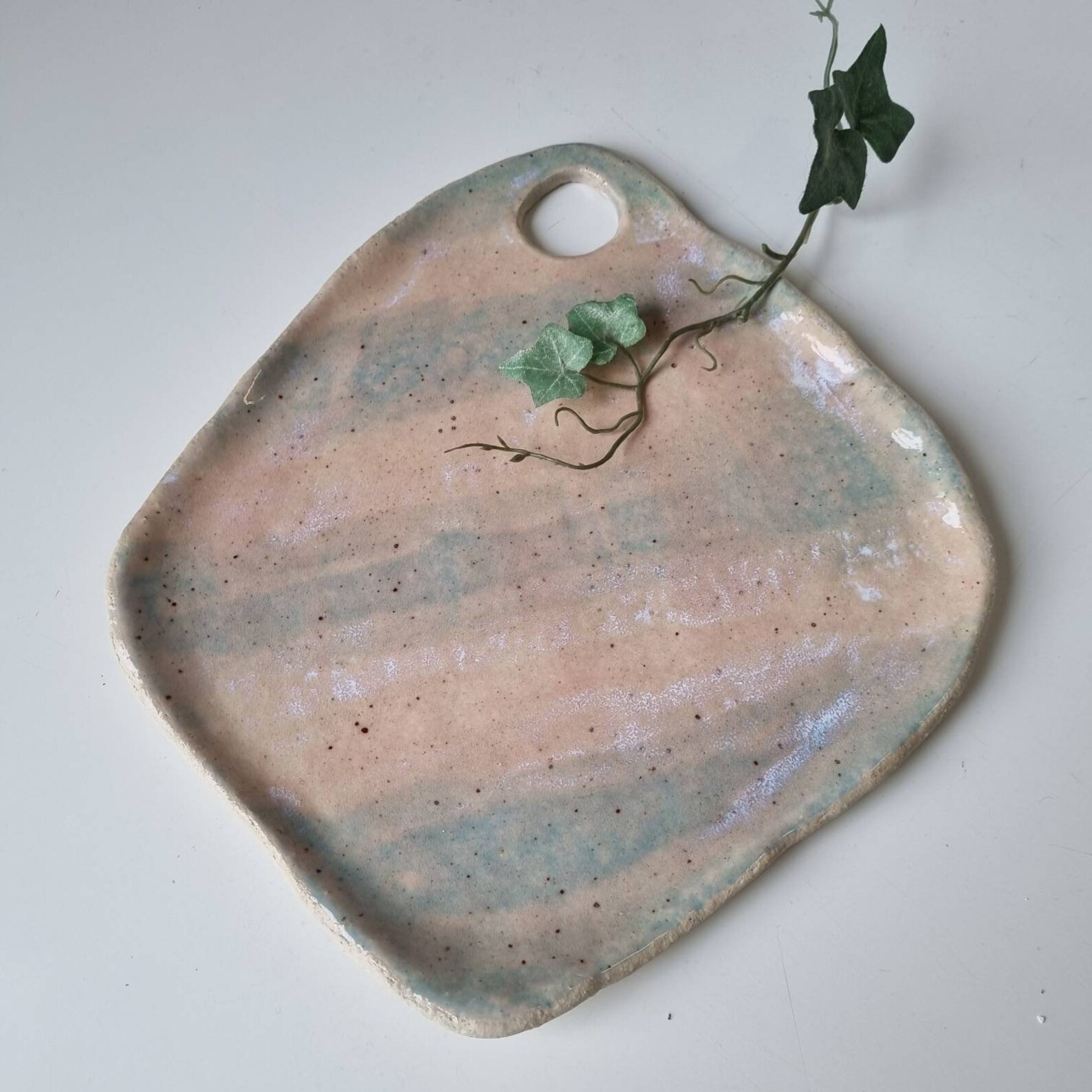 Handmade Cheese Board in White, Unique Ceramic Food Serving Platter ...