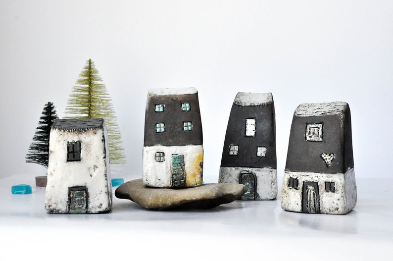 White Raku fired Ceramic house made in Croatia handmade | Etsy