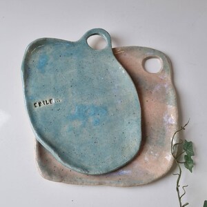 Handmade Cheese Board in White, Unique Ceramic Food Serving Platter ...